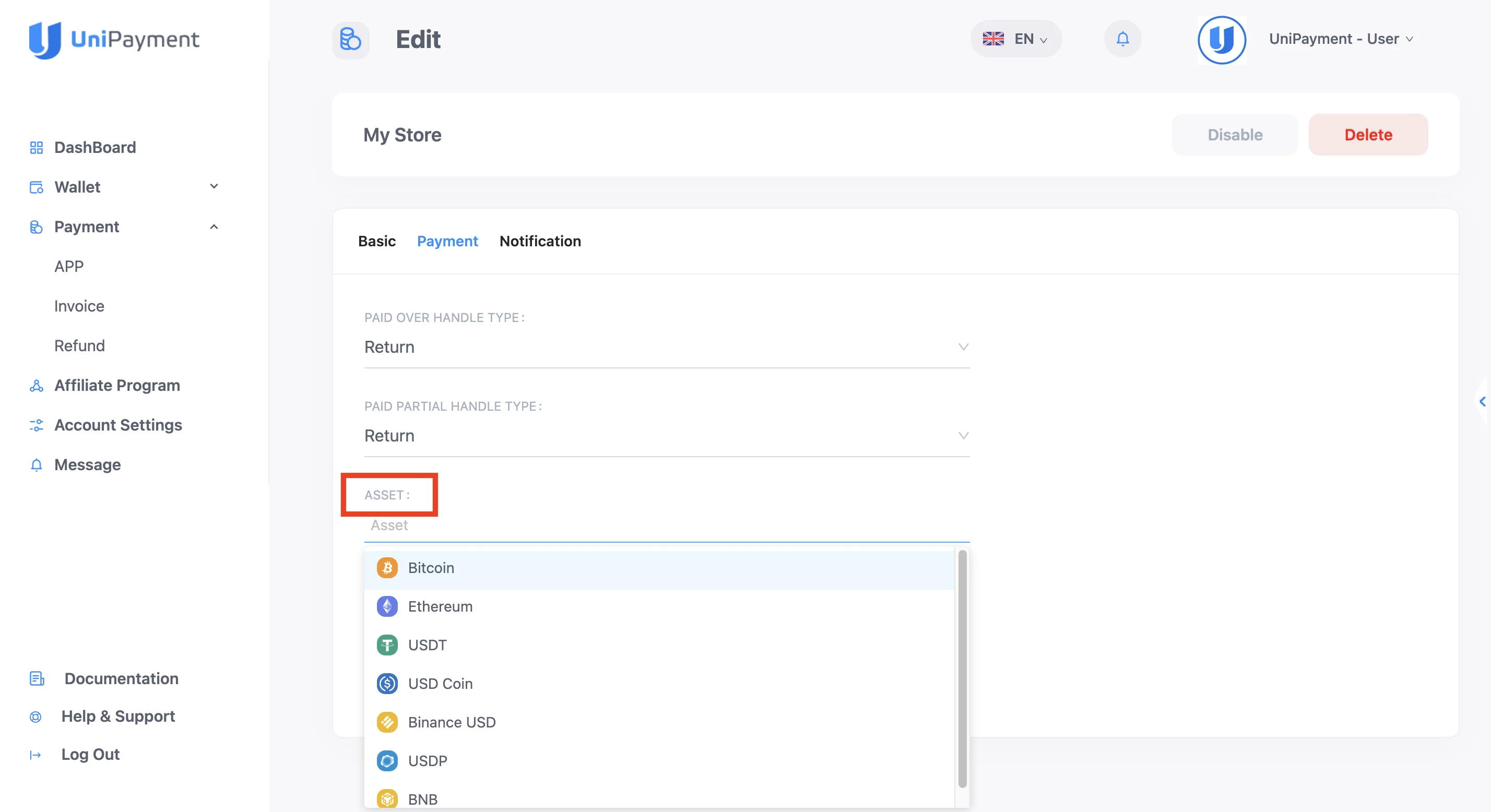 Create and Set Up APP | UniPayment