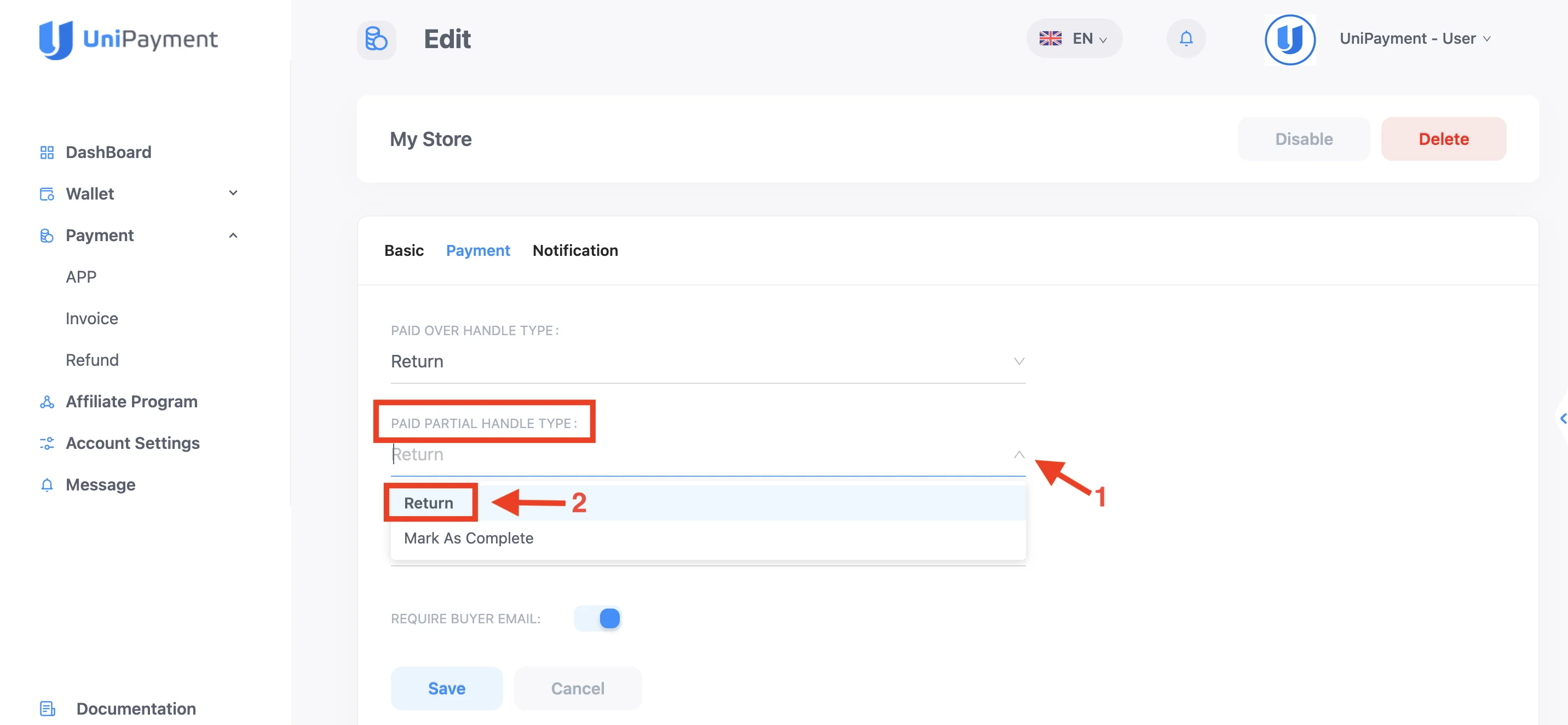 Create and Set Up APP | UniPayment