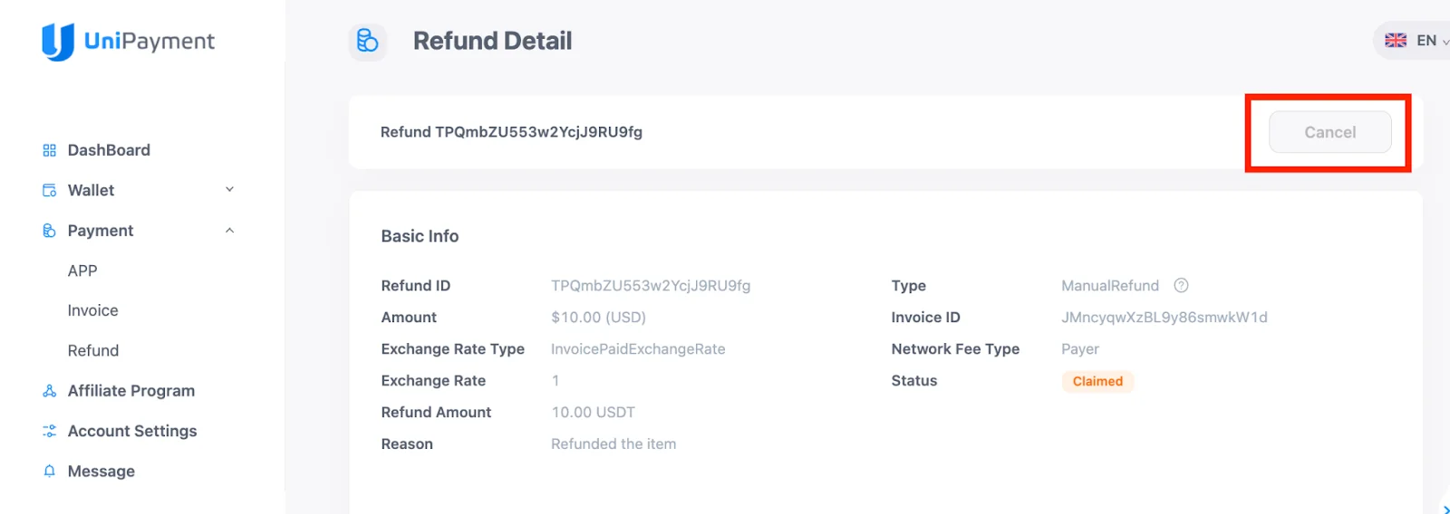 Refund Process | UniPayment