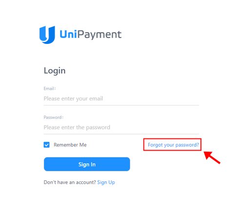 Resetting Your Password | UniPayment Resetting Your Password | UniPayment