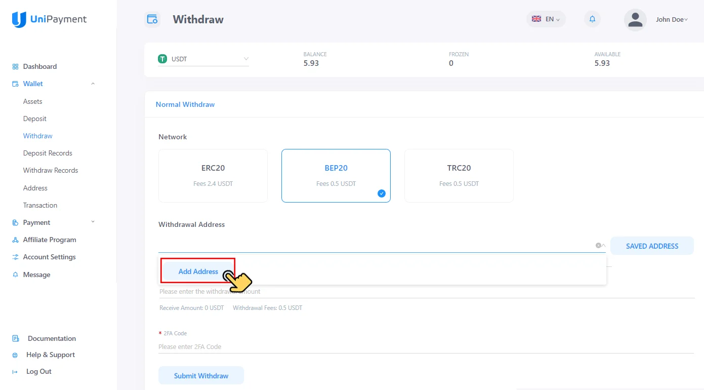 Withdrawal Operation Guide | UniPayment
